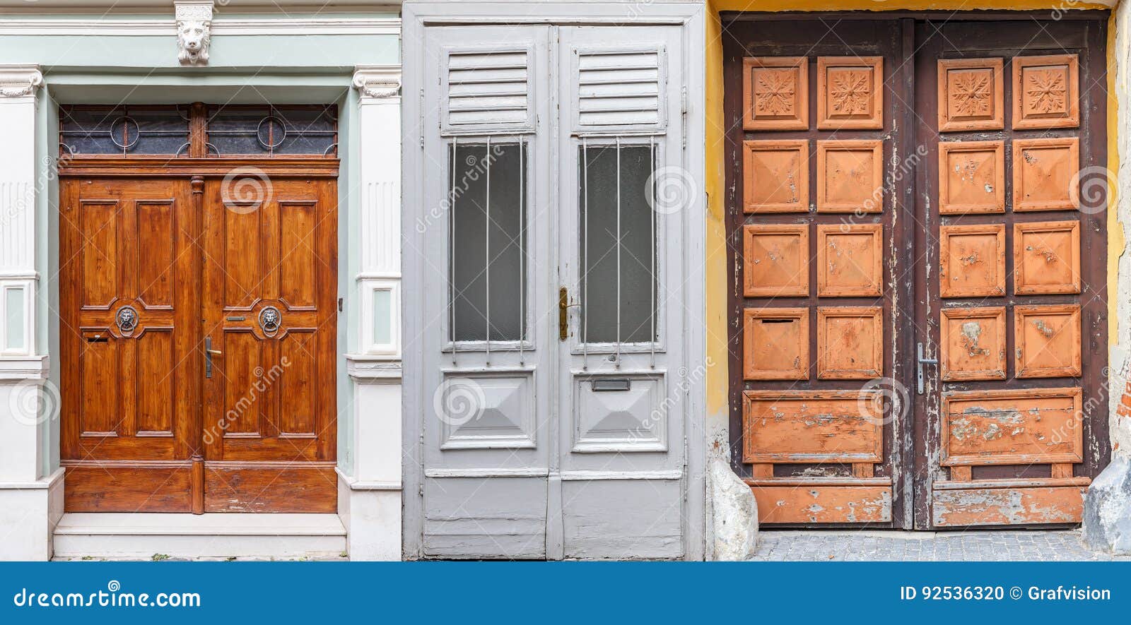 Retro front doors stock photo. Image of brown, collection - 92536320
