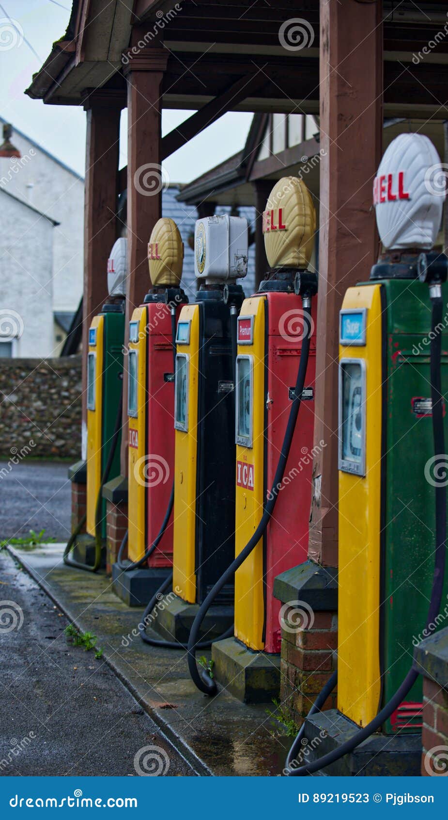 Retro fuel pumps editorial stock photo. Image of gage - 89219523
