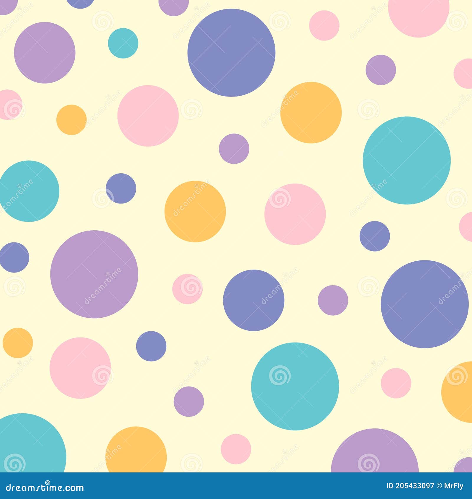 Retro Fun Pastel Circles Seamless Pattern, Vector Illustration Stock ...