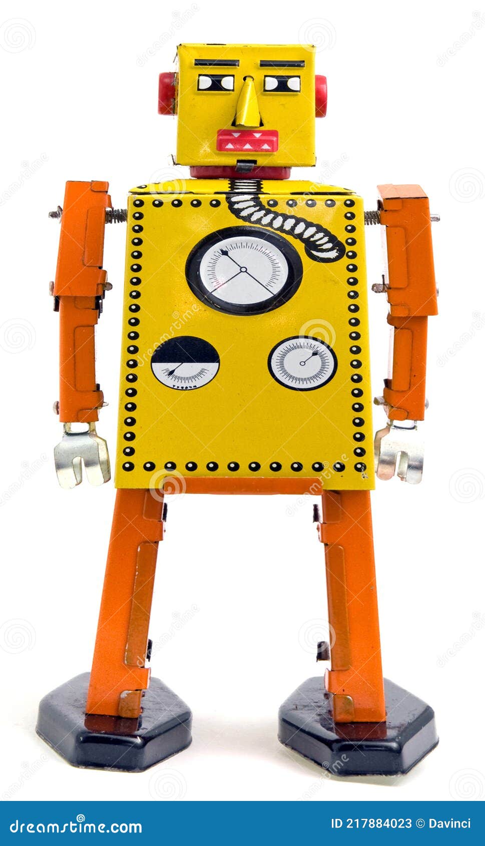 Retro Funny Yellow Robot Toy Isolated on White Stock Image - Image of ...