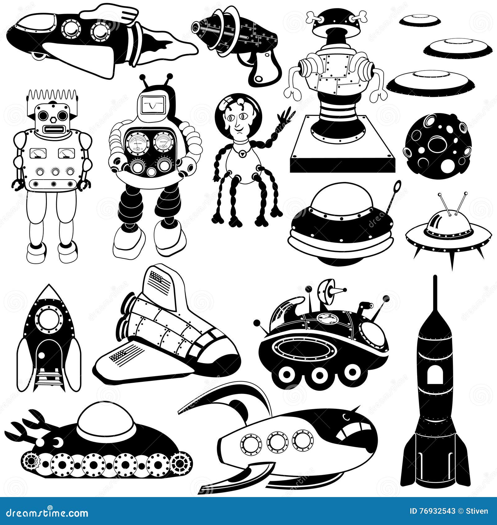Retro future black icons stock illustration. Illustration of electrical ...
