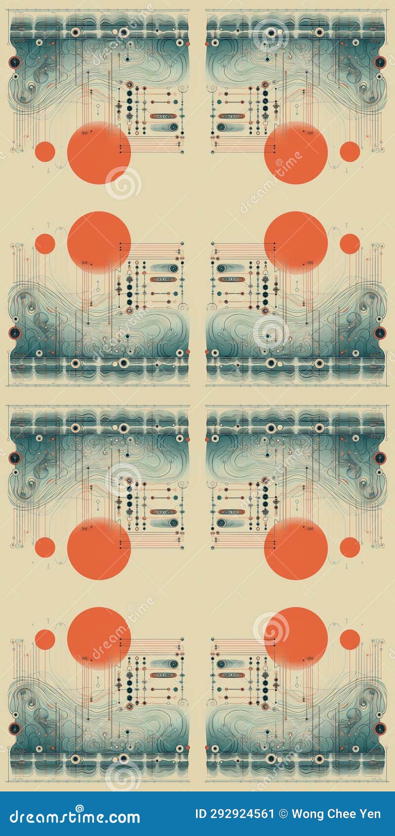 Retro Future Graphics Pattern Seamless Symmetrical Wallpaper Stock ...