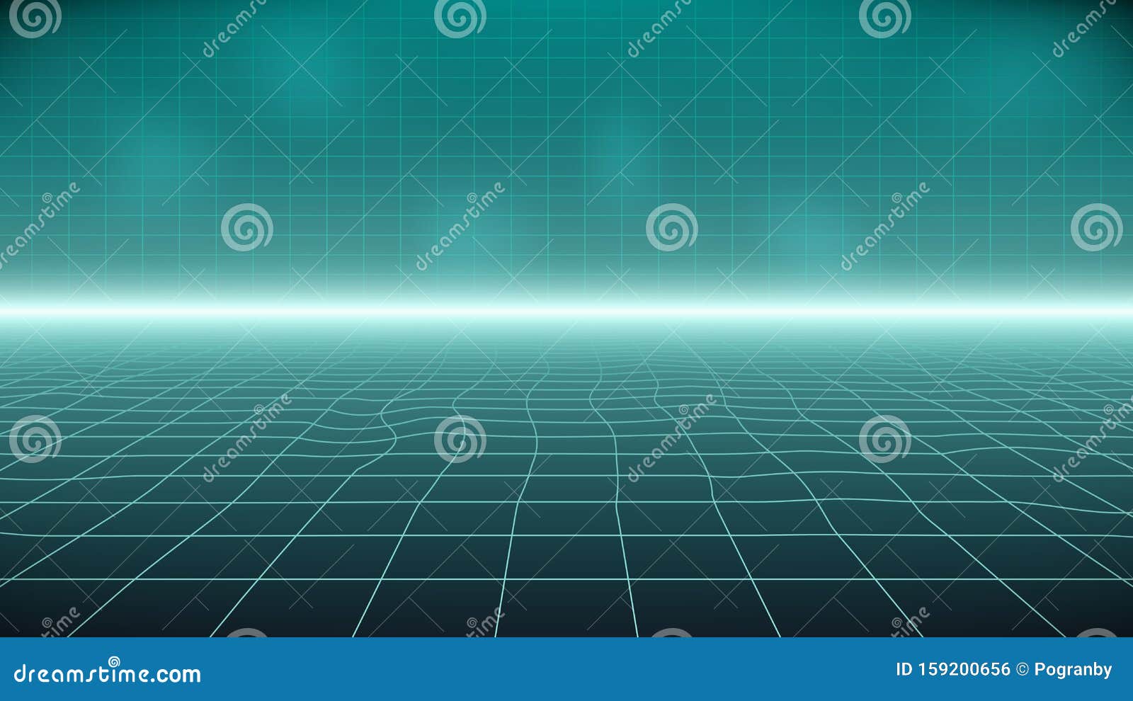 Retro Future Neon Background. Distorted Perspective Grid Stock Vector ...
