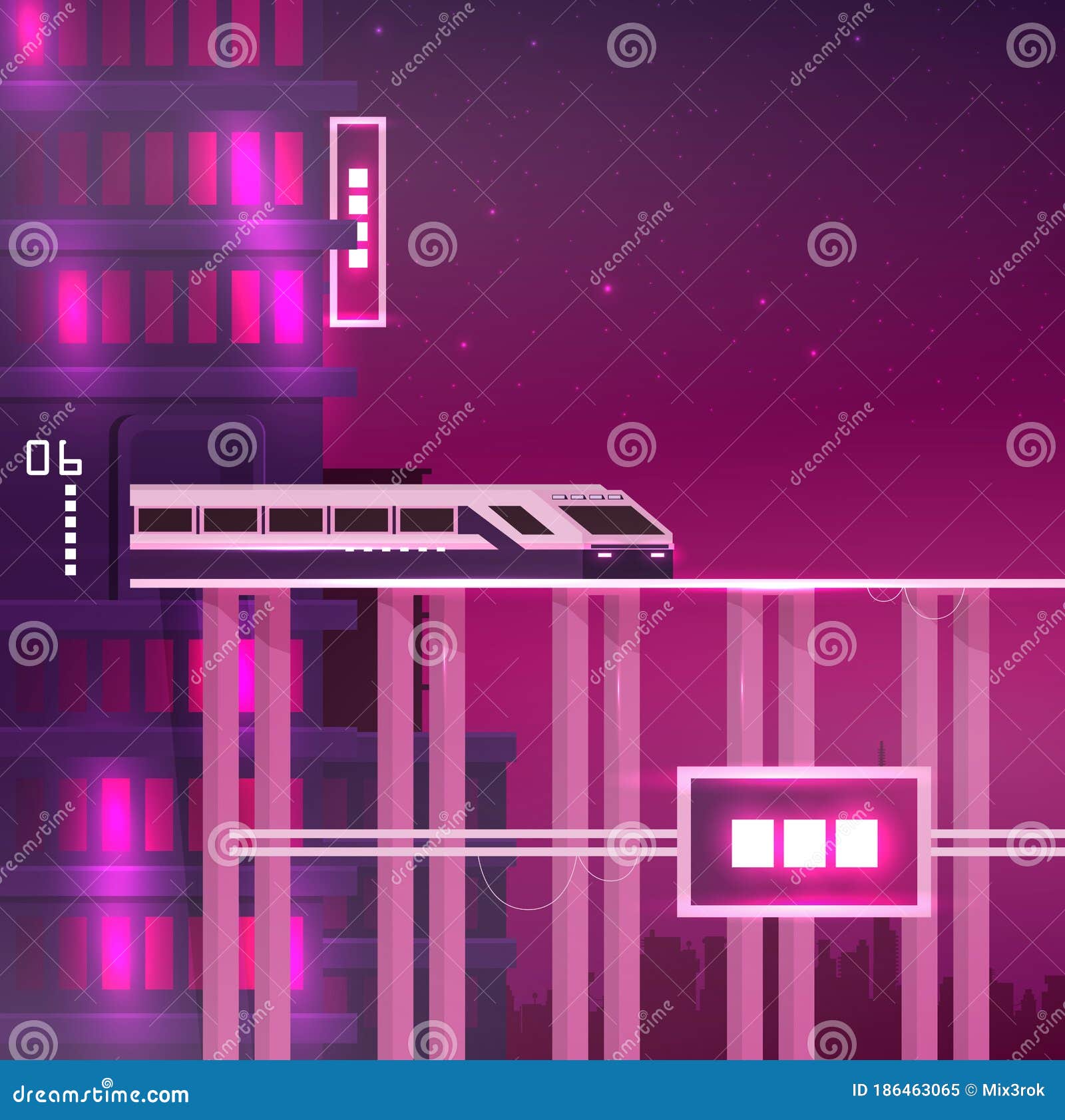 Retro Future Train On Railway. Vector Travel Concept Background ...