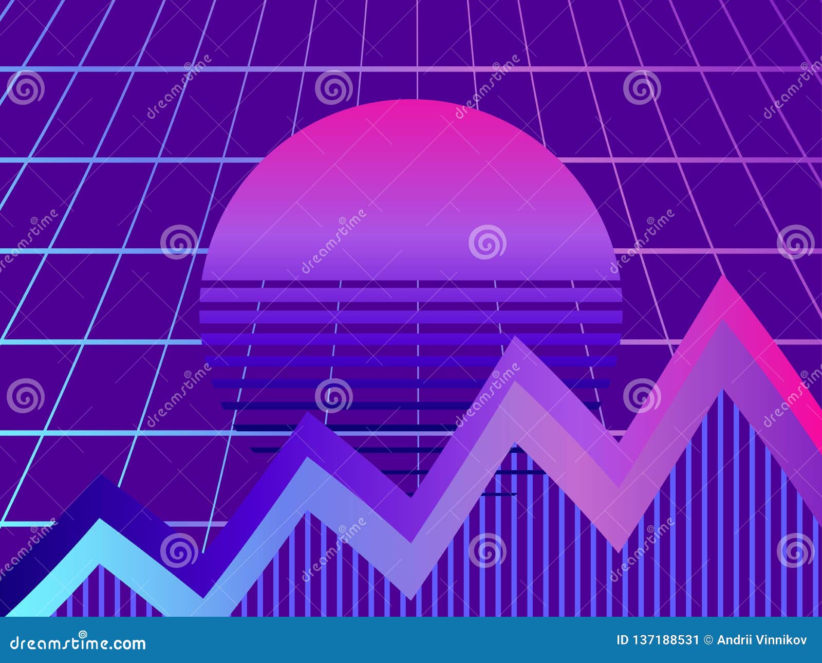 Retro Futurism Background. Modern Trend Gradient. Synthwave. Retrowave ...