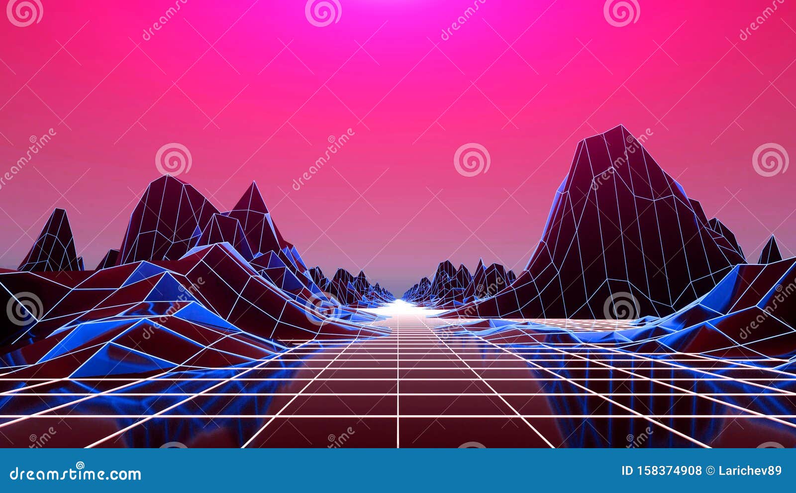 Retro Futurism Background 1980s Style. 3d Illustration Stock ...