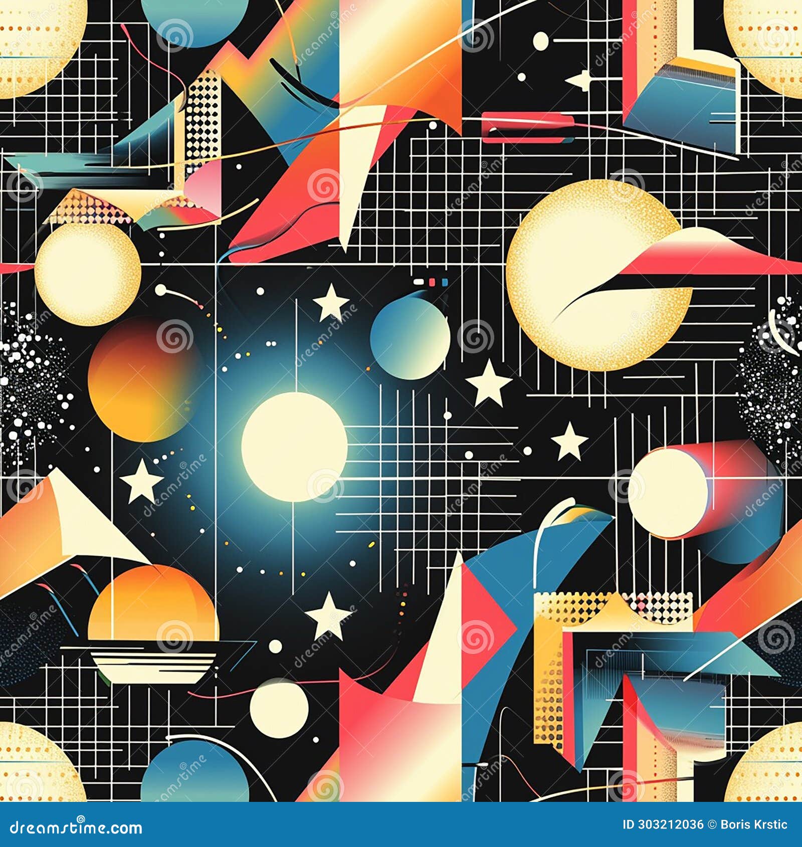 Retro Futurism Nostalgic and Modern Fusion Design Seamless Tile Pattern ...