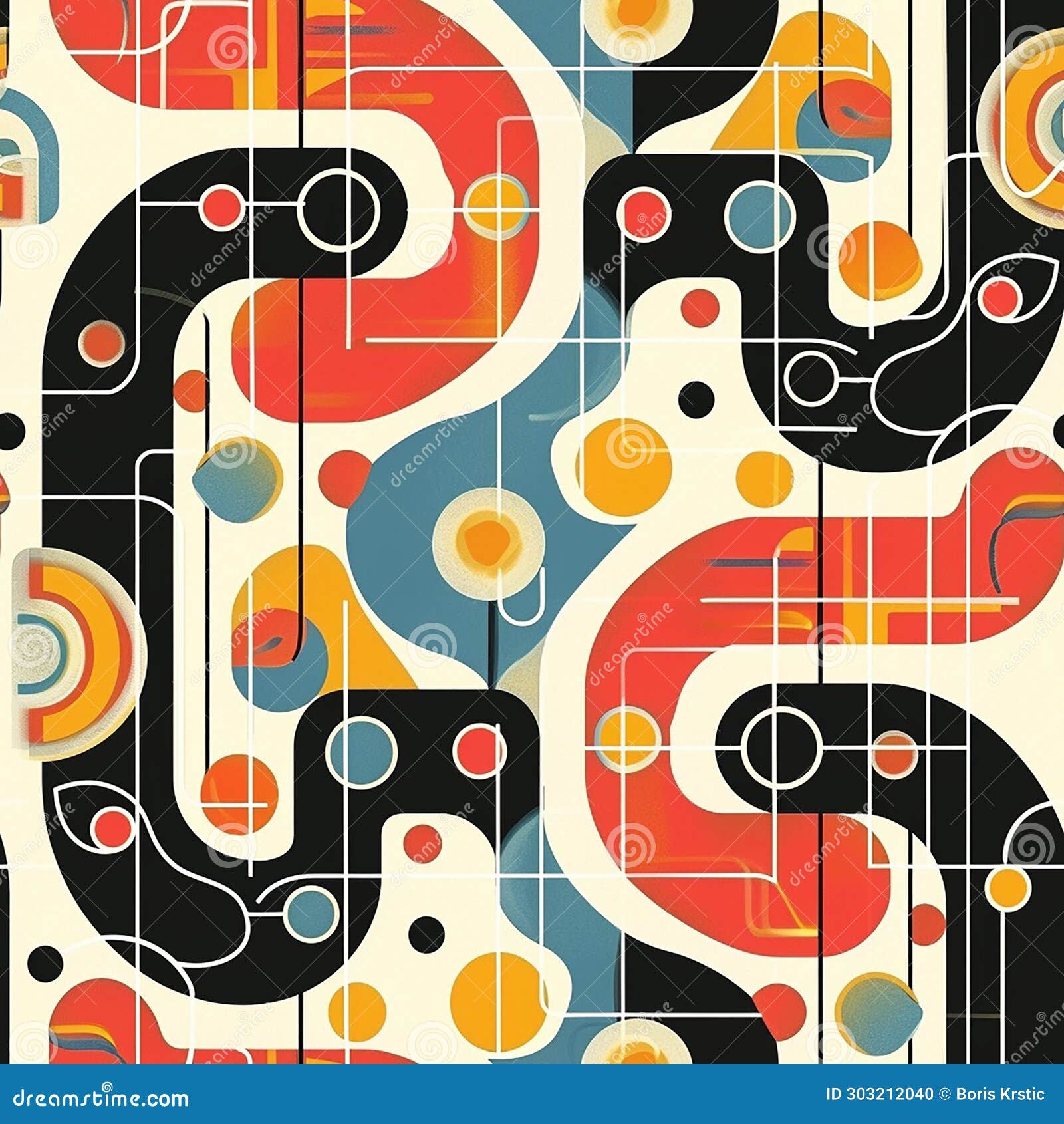 Retro Futurism Nostalgic and Modern Fusion Design Seamless Tile Pattern ...