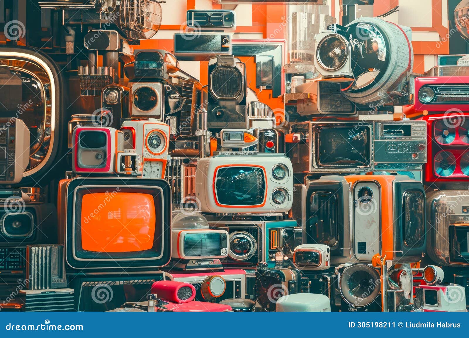 Retro-futuristic Background with a Mix of Vintage and Modern Elements ...