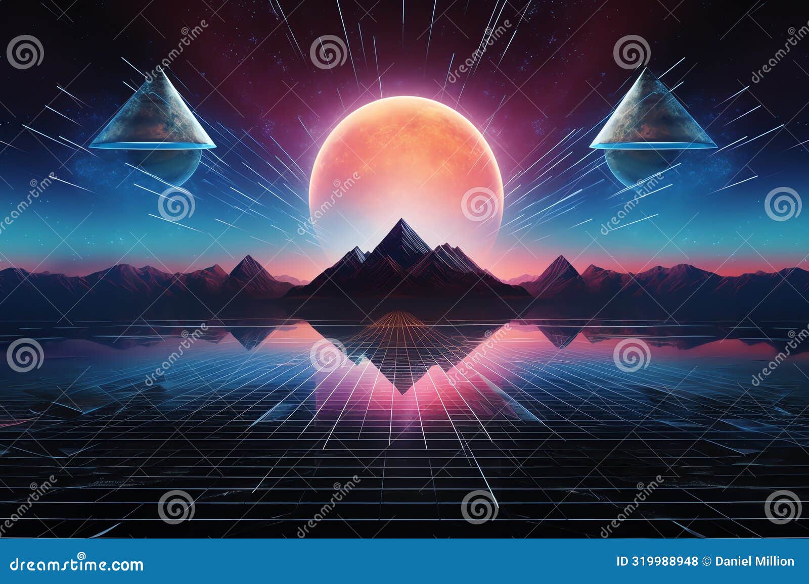 Retro Futuristic Background 1980s Style Cyber World 80s Retro Nostalgic ...