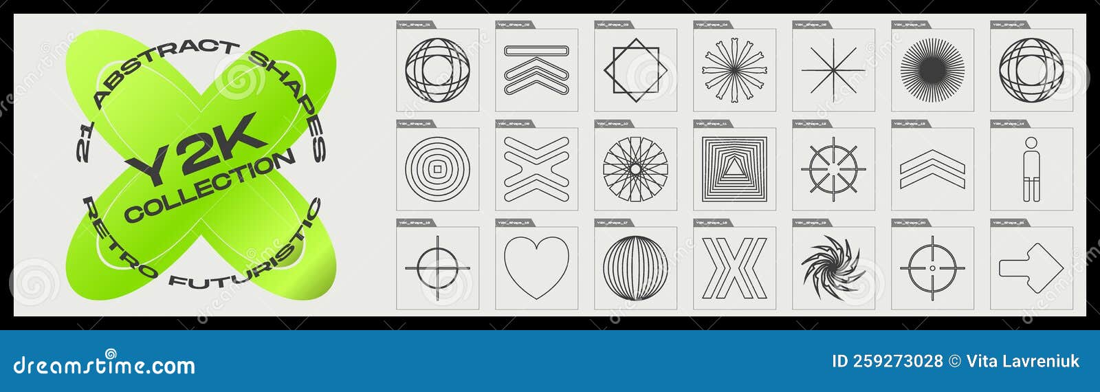 Retro Futuristic Elements for Design. Minimalist Geometric Elements ...