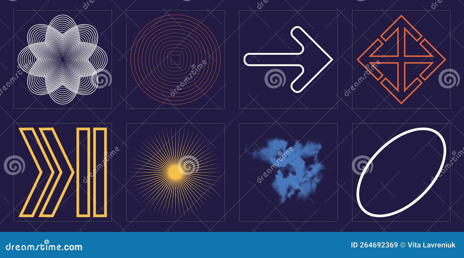 Retro Futuristic Elements for Design. Trendy Geometric Postmodern ...