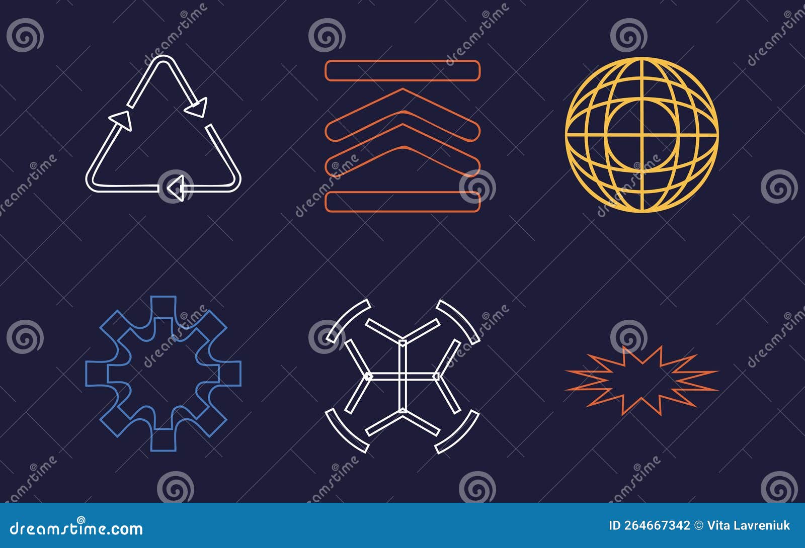 Retro Futuristic Elements for Design. Trendy Geometric Postmodern ...