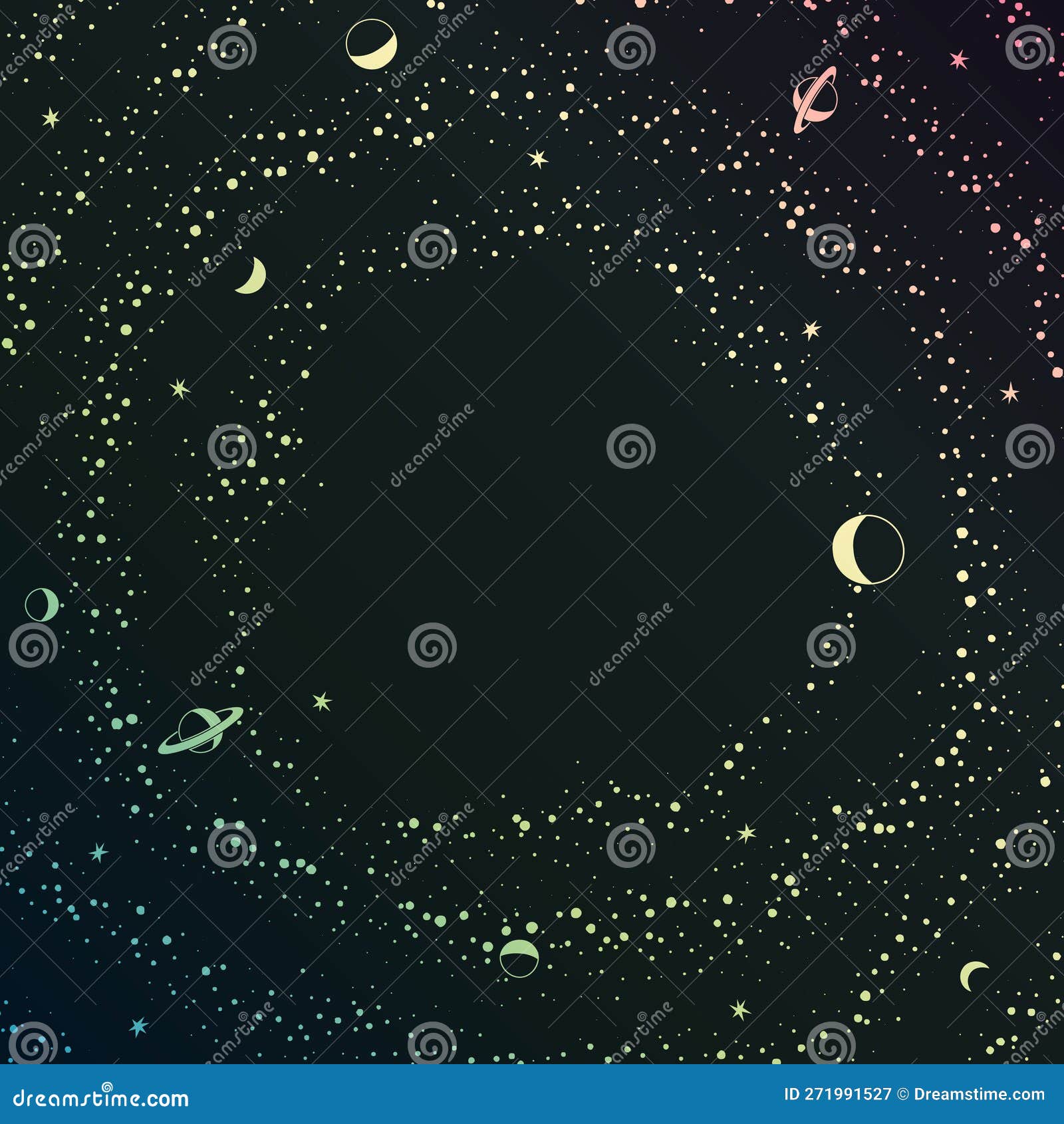 Retro Futuristic Frame with Space, Stars and Planets Stock Vector ...