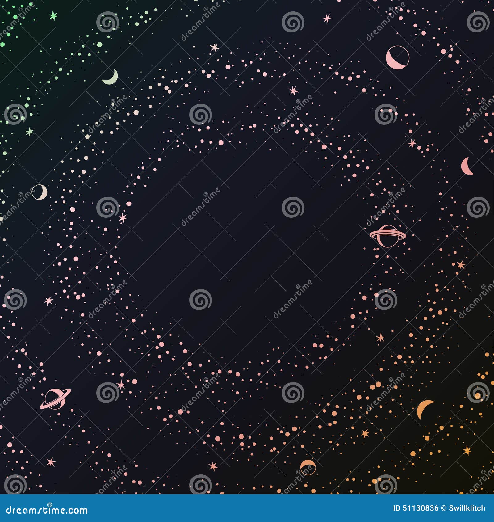 Retro Futuristic Frame with Space, Stars and Stock Vector ...