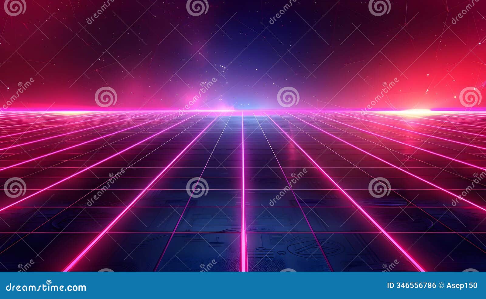 Retro Futuristic Grid Background Illustration Stock Illustration ...