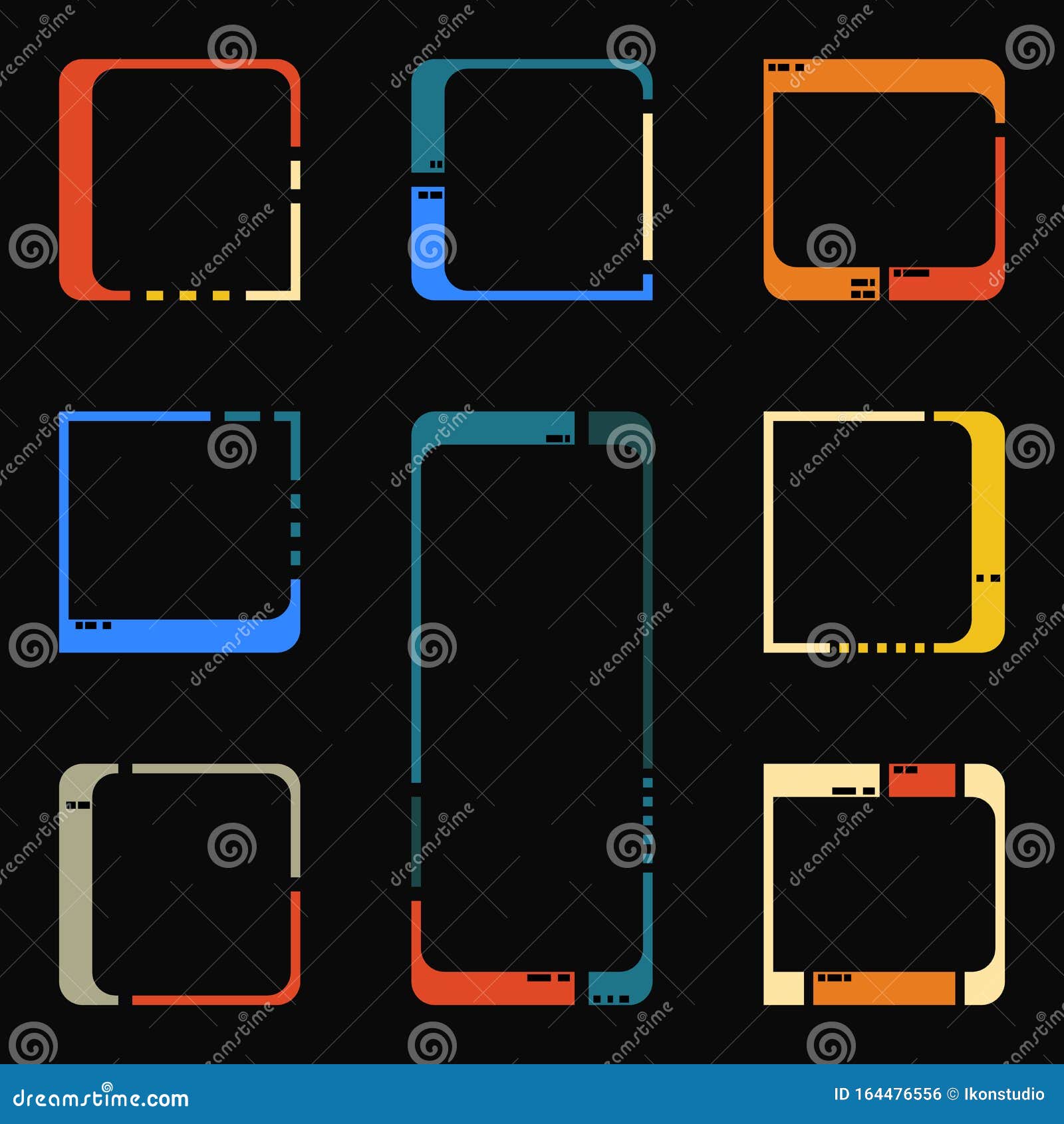 Retro Futuristic Interface Elements Vector Illustration | CartoonDealer ...