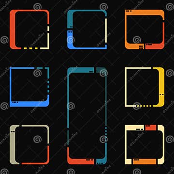 Retro Futuristic Interface Elements Stock Vector - Illustration of ship ...