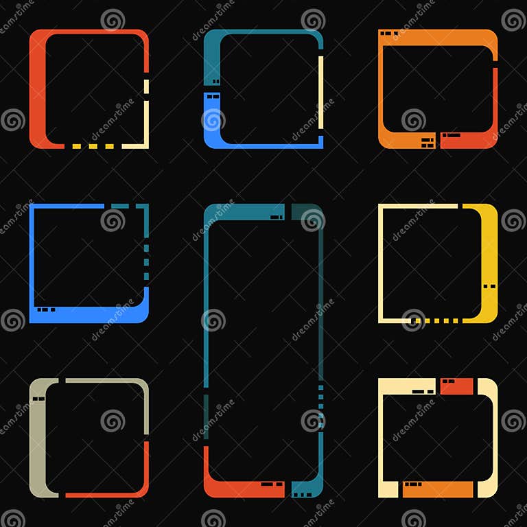 Retro Futuristic Interface Elements Stock Vector - Illustration of ship ...