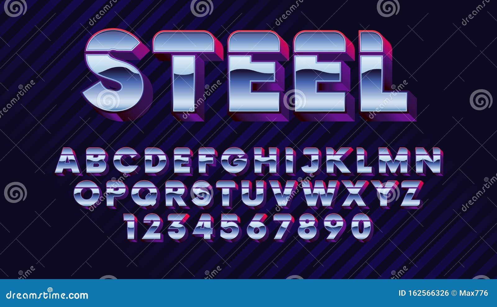 Retro Futuristic Latin Font, Shiny Chrome Letters and Numbers, Stylish ... Retro Futuristic Latin Font, Shiny Chrome Letters and Numbers, Stylish ...