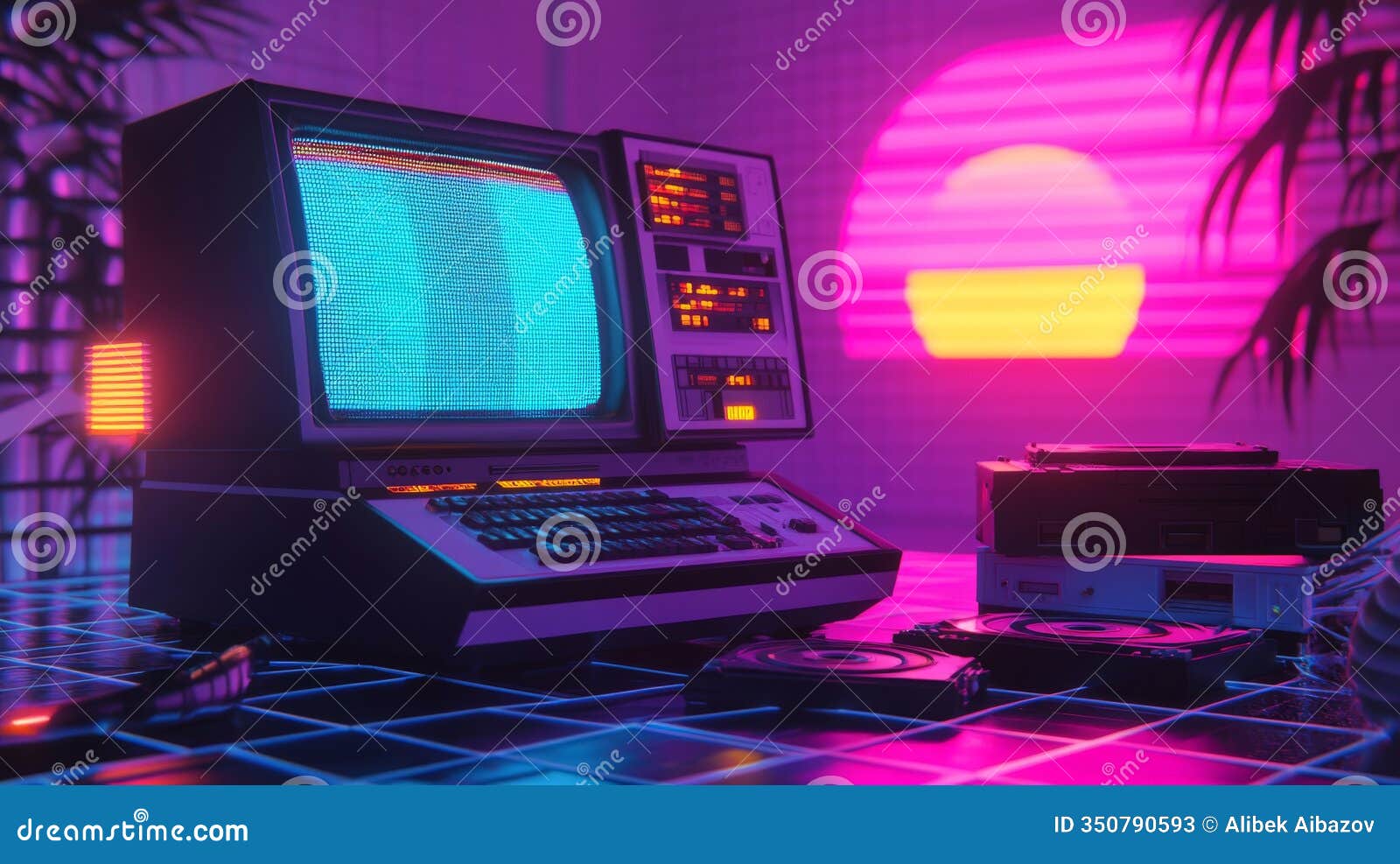 Neon Computer Device Signs Vector Isolated On Brick Wall. Flash Memory ...