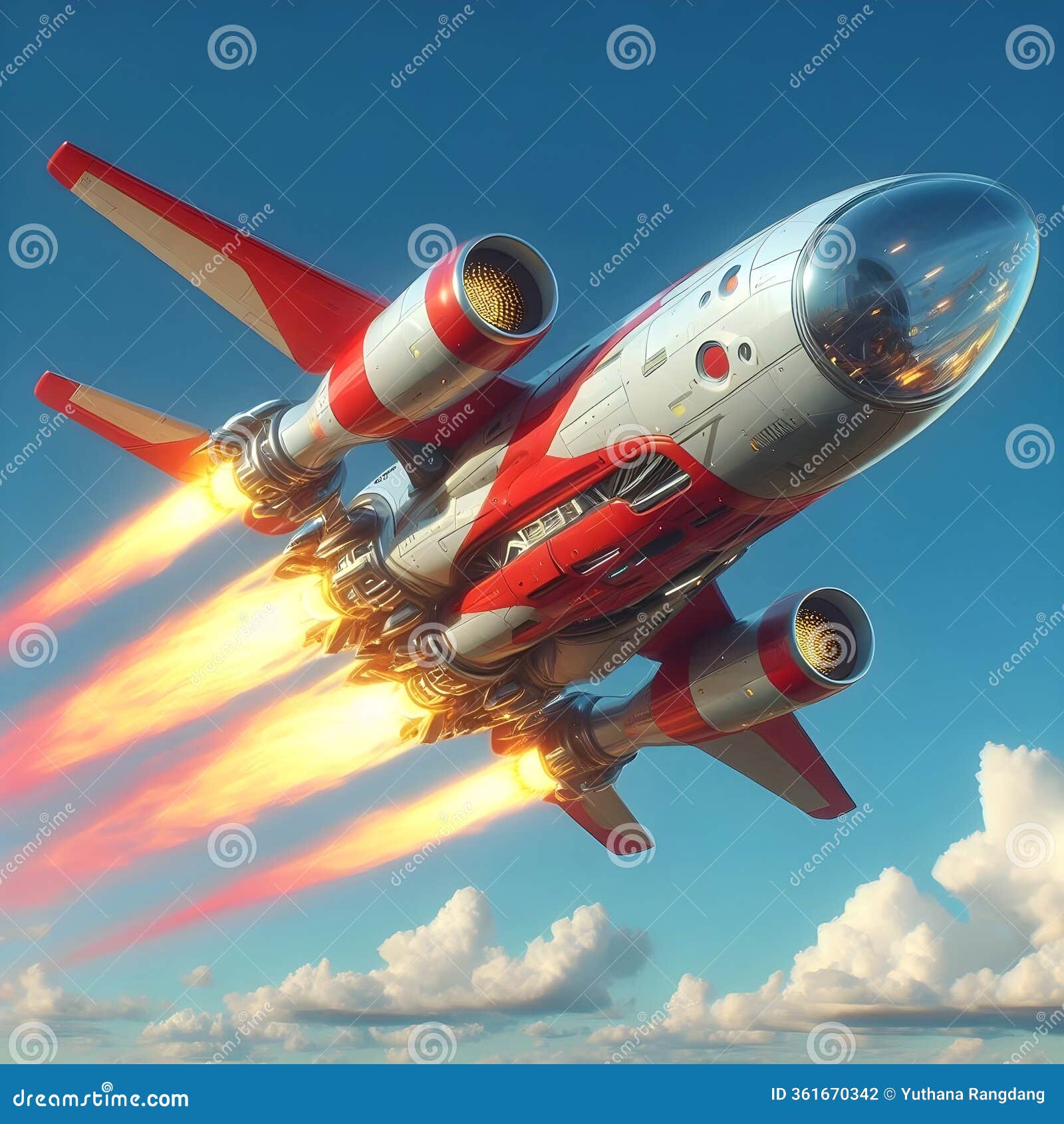 Retro Futuristic Rocket Launch Stock Photo - Image of aerospace, bright ...
