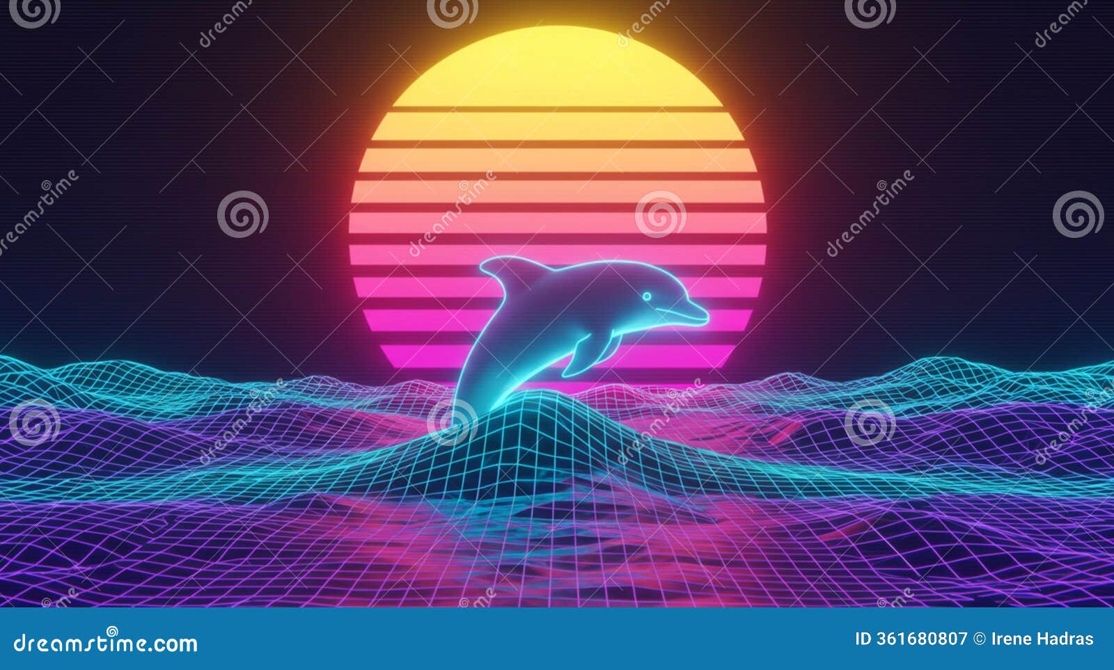 A Stylized Dolphin With A Sleek, Streamlined Body Swims Through A Deep ...