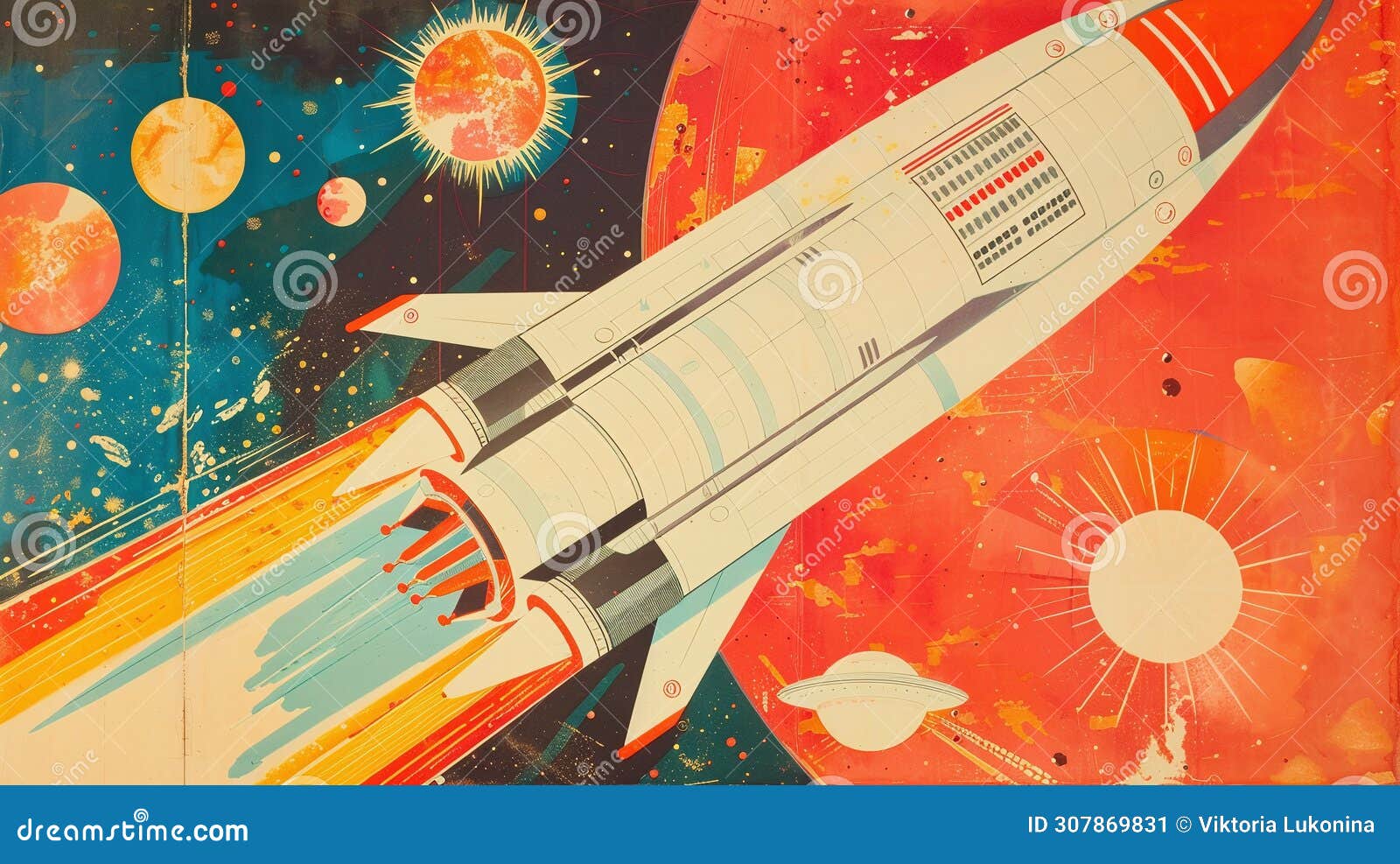 Retro-Futuristic Space Shuttle Launch Stock Image - Image of solar ...