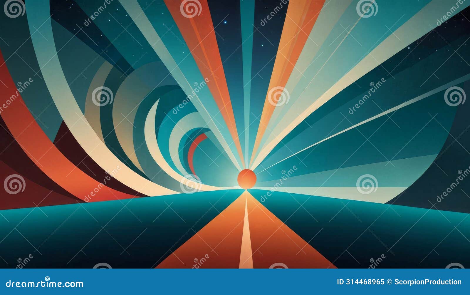 Retro Futuristic Sunset with Abstract Rays Stock Illustration ...