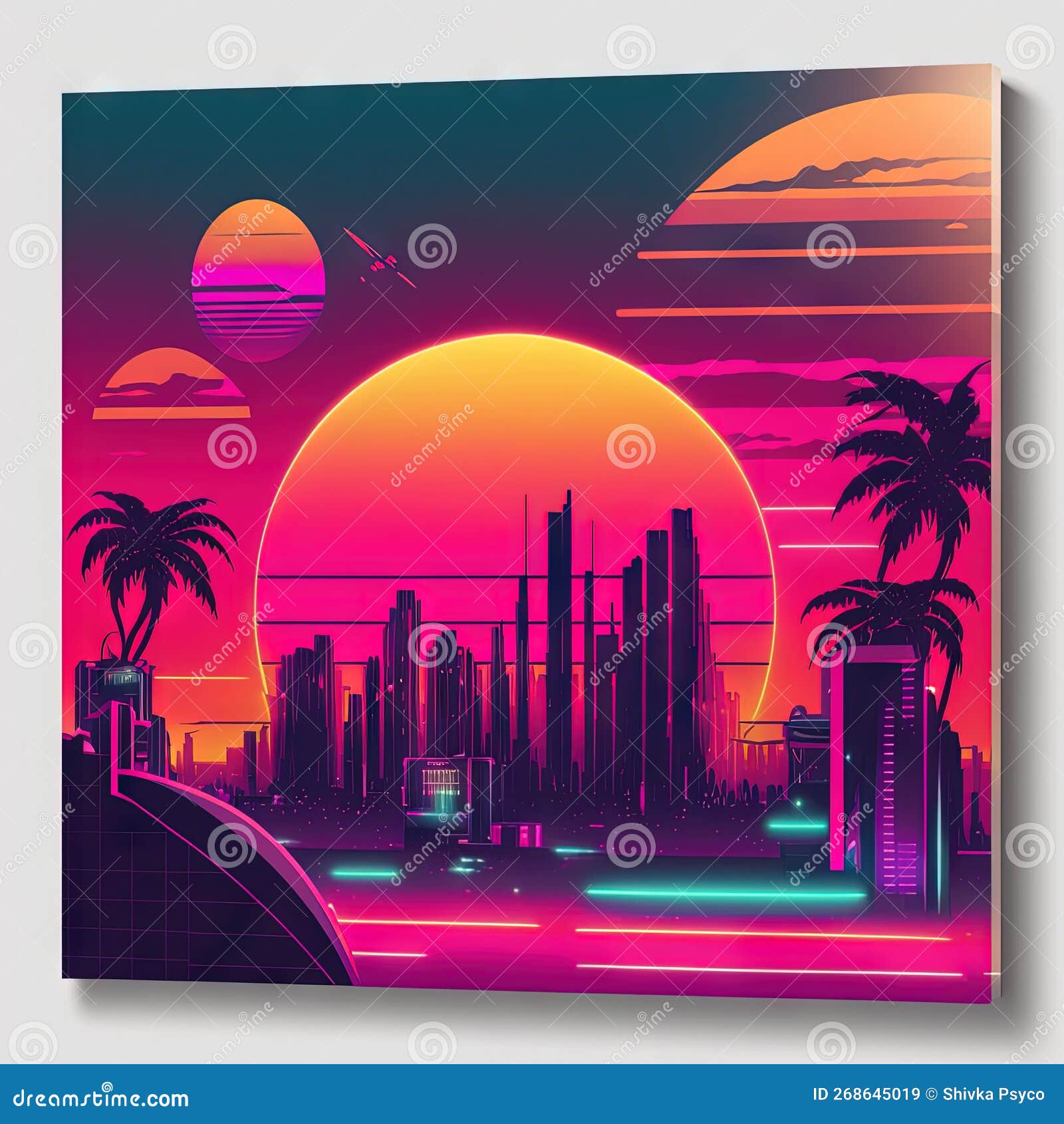 Retro Futuristic Synthwave Retrowave Styled Night Stock Illustration ...