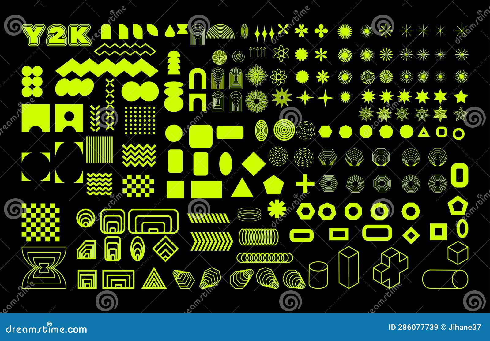 Retro Futuristic Y2k Graphic Elements Stock Illustration - Illustration ...