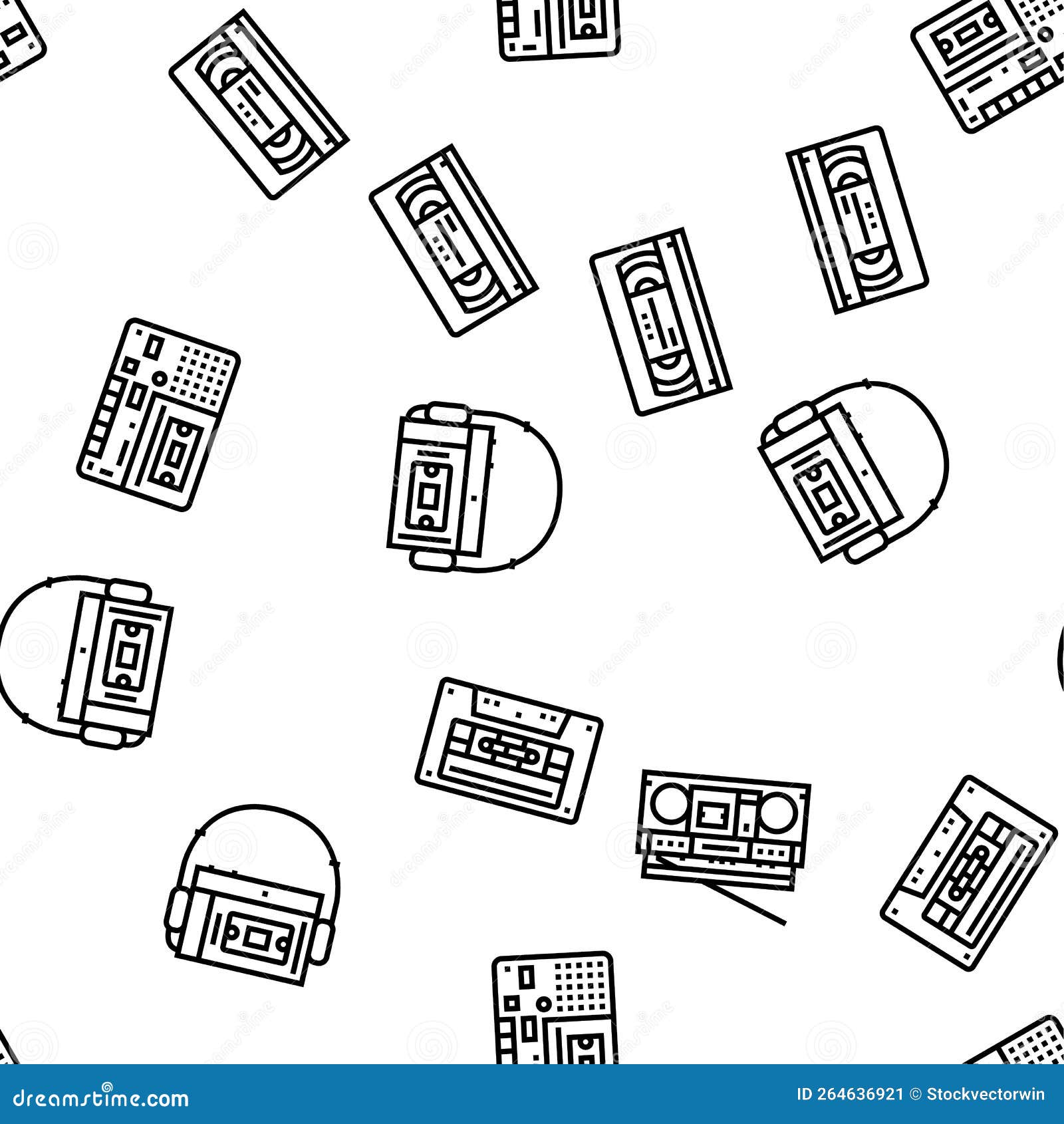 Retro Gadget Technology Device Vector Seamless Pattern Stock Vector ...