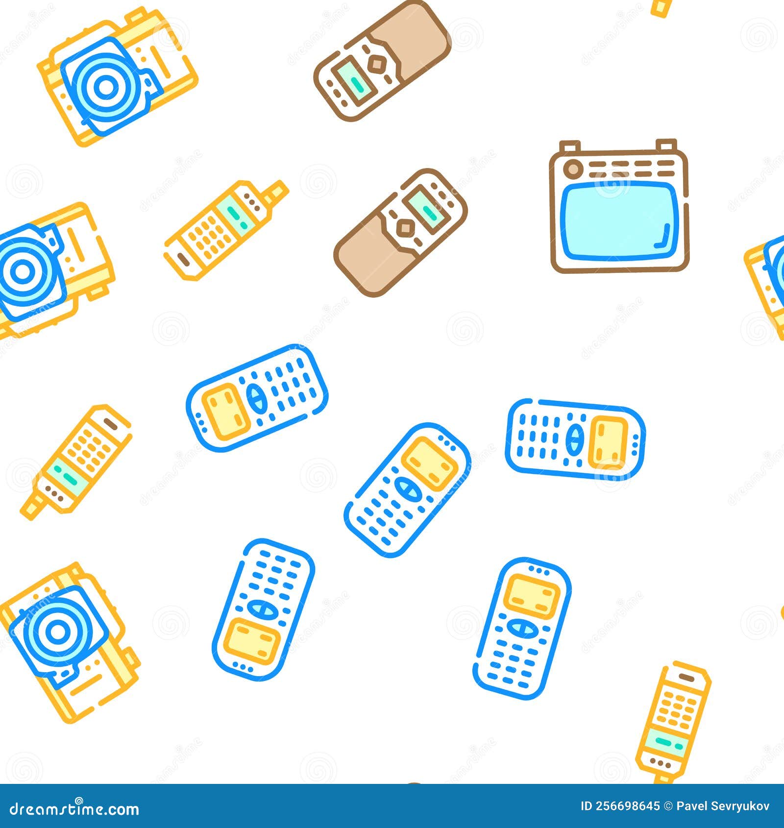 Retro Gadget Vintage Techology Vector Seamless Pattern Stock ...
