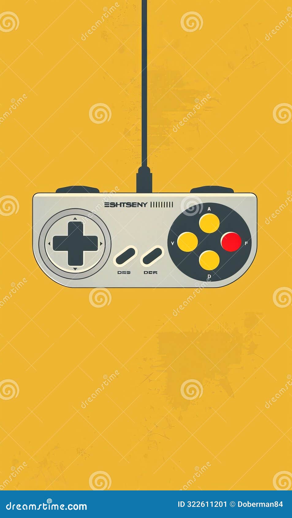 Retro Game Controller Minimalist Graphic Design on Yellow Background ...