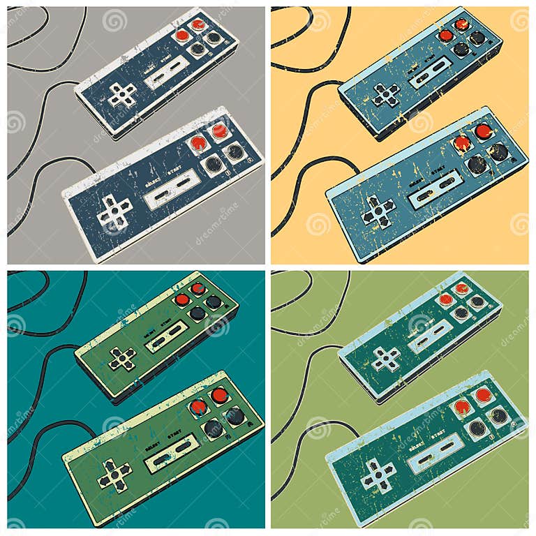 Retro Game Controllers Posters Stock Vector - Illustration of symbol ...