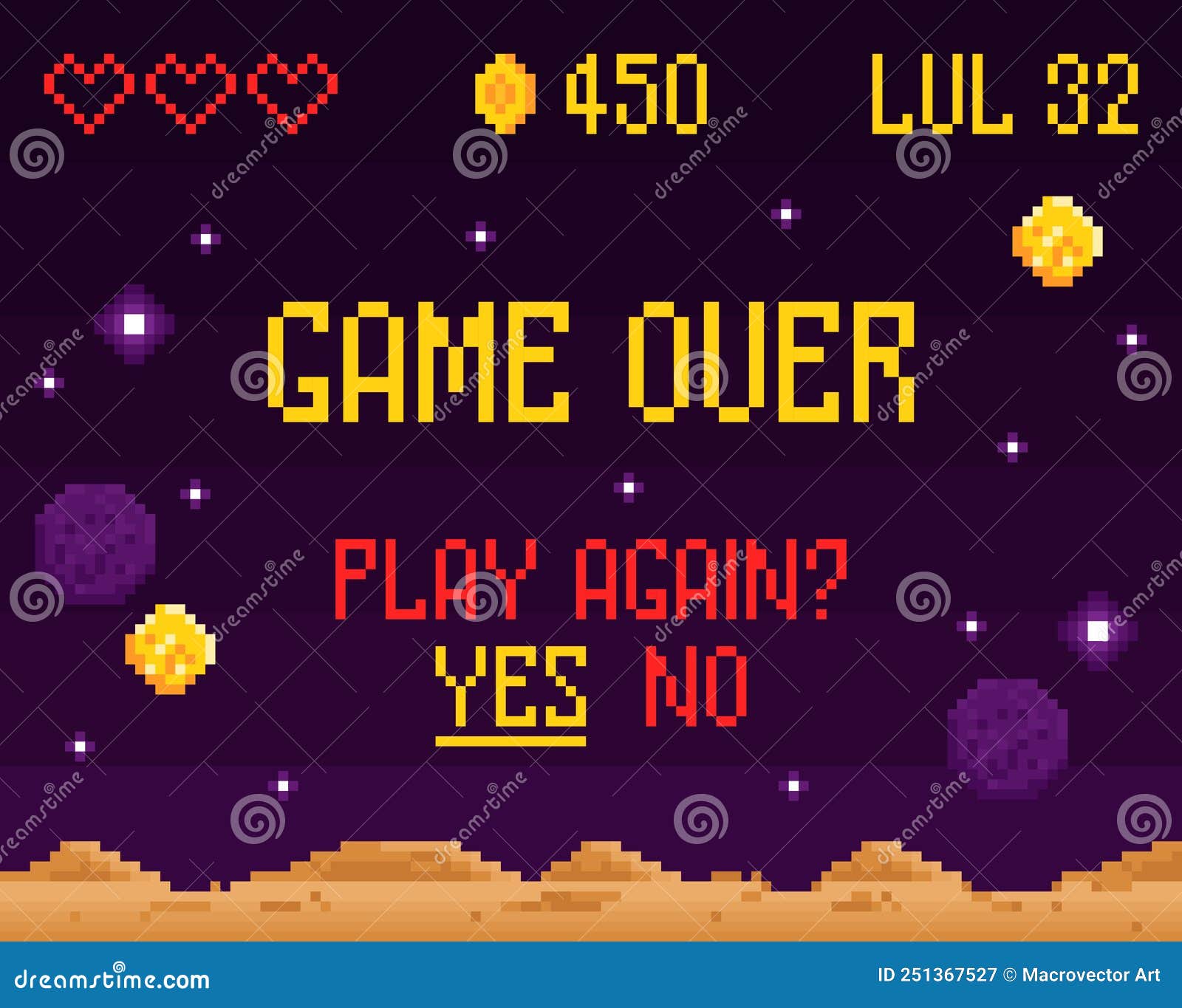 Retro Game Over Composition Stock Vector - Illustration of pixel, robot ...