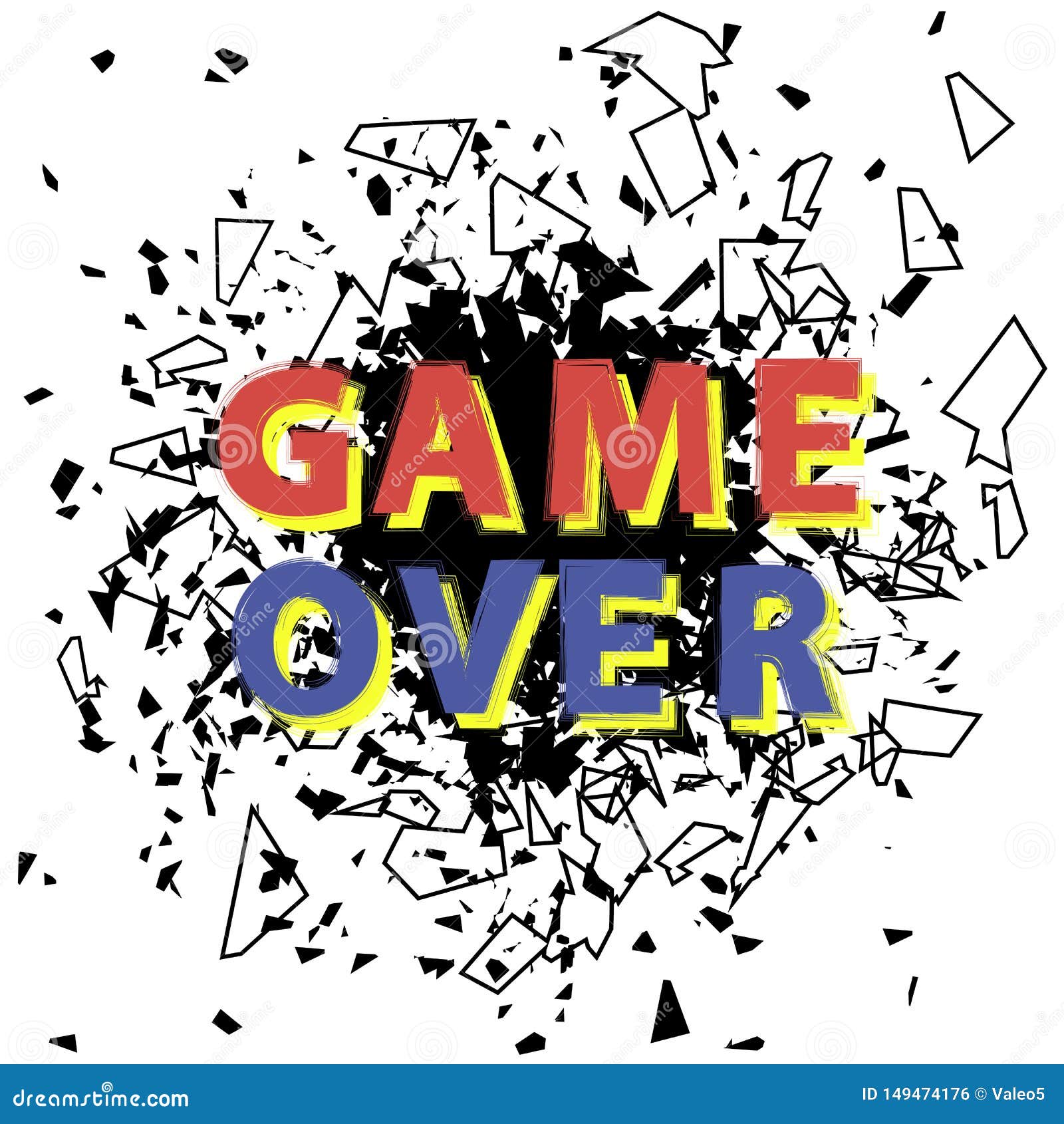 Retro Game Over Sign with Explosion. Gaming Concept. Video Game Screen ...