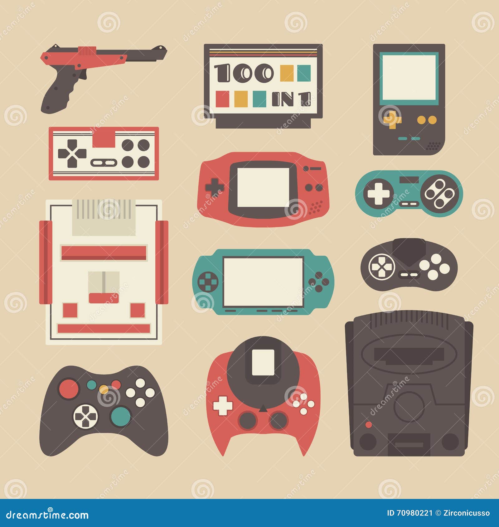 Retro game player set stock vector. Illustration of hipster - 70980221