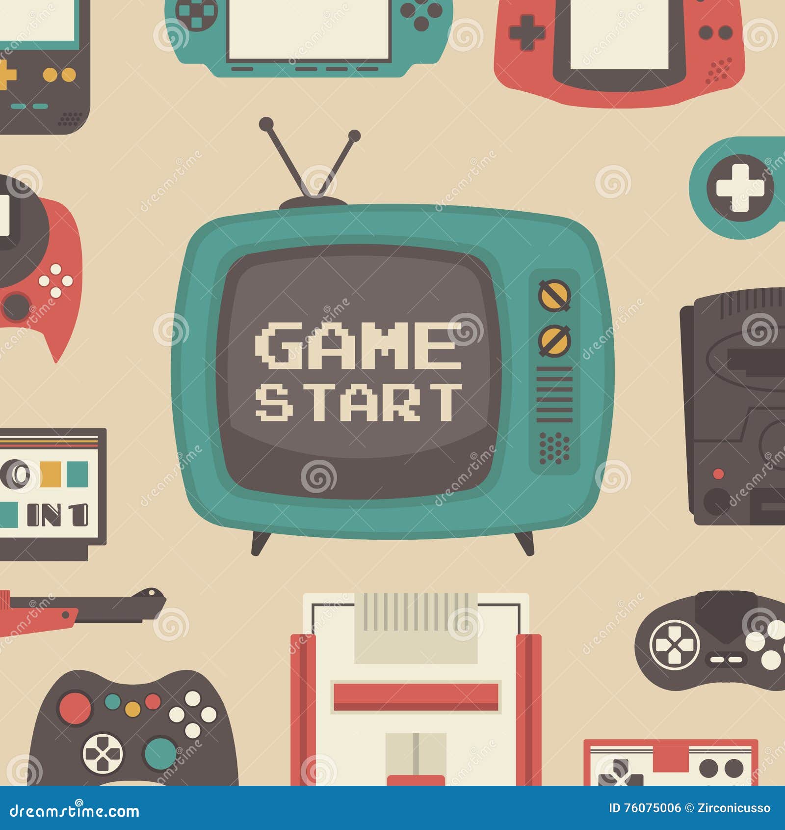 Retro game player set stock vector. Illustration of imagination - 76075006