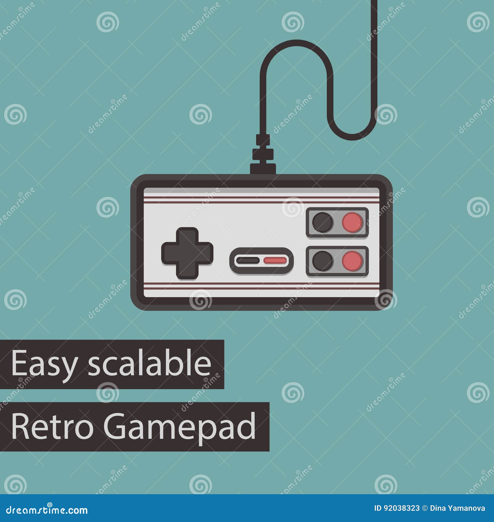 Retro Gamepad Flat Style Vector Icon. Stock Vector - Illustration of ...