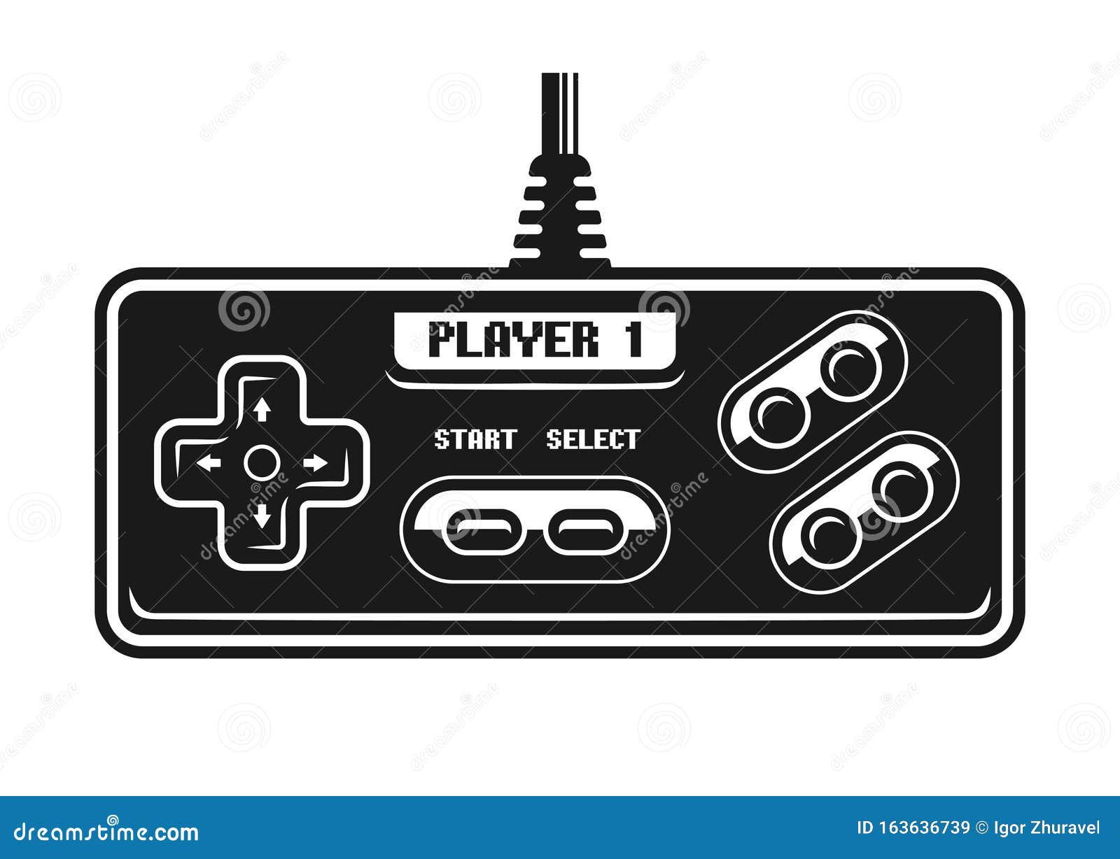 Retro Gamepad Vector Black Object Isolated Stock Vector - Illustration ...