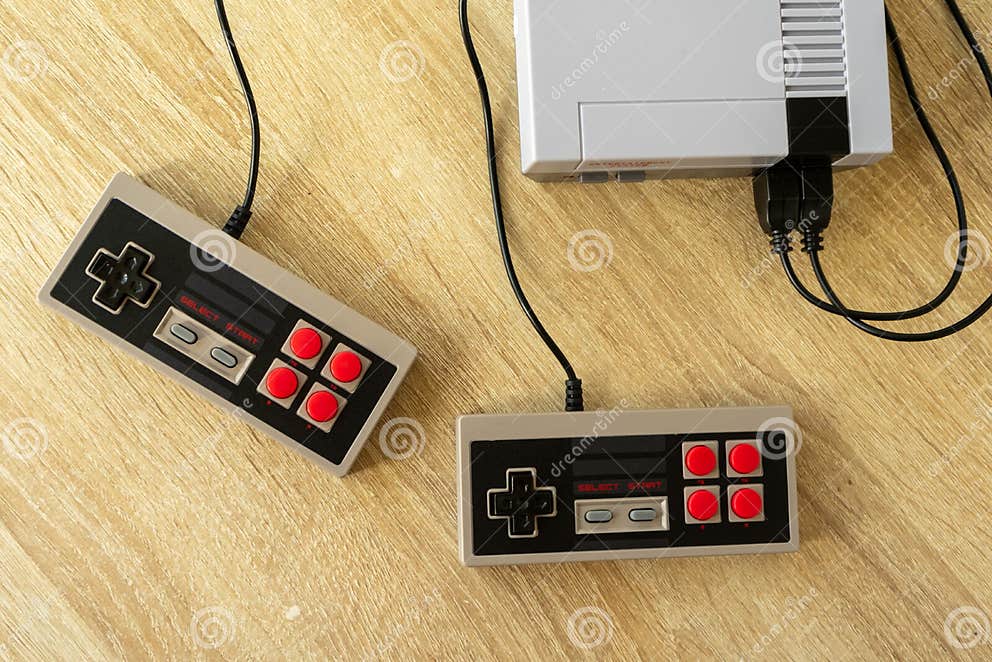 Retro Games Console on a Wooden Table Editorial Stock Image - Image of ...