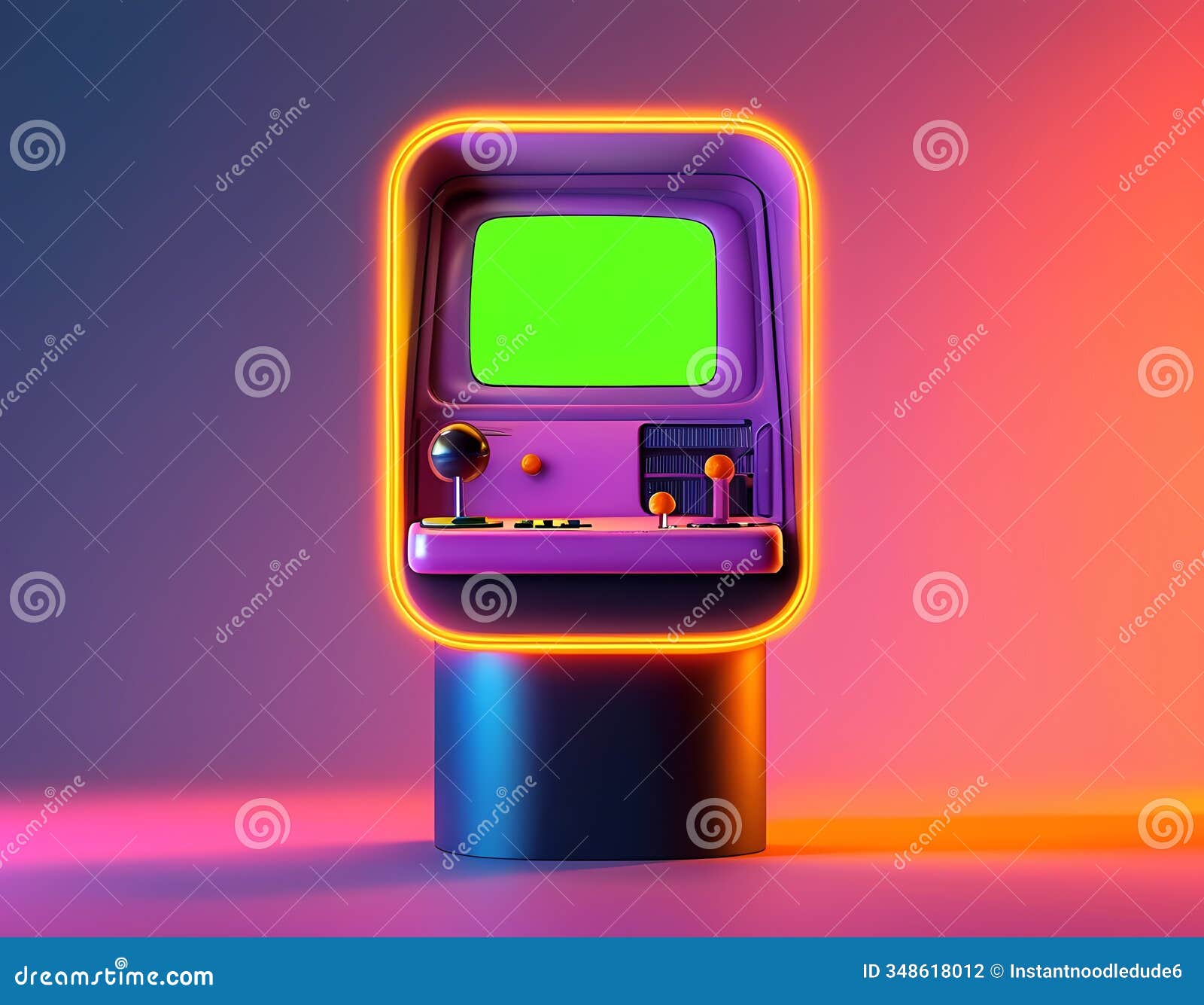 Retro Gaming Console on a Neon Gradient Podium Stock Illustration ...