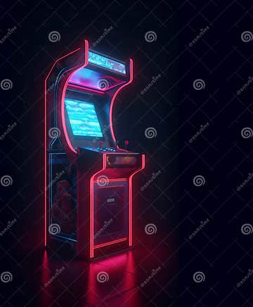Retro Gaming Neon Arcade Machine. Stock Illustration - Illustration of ...