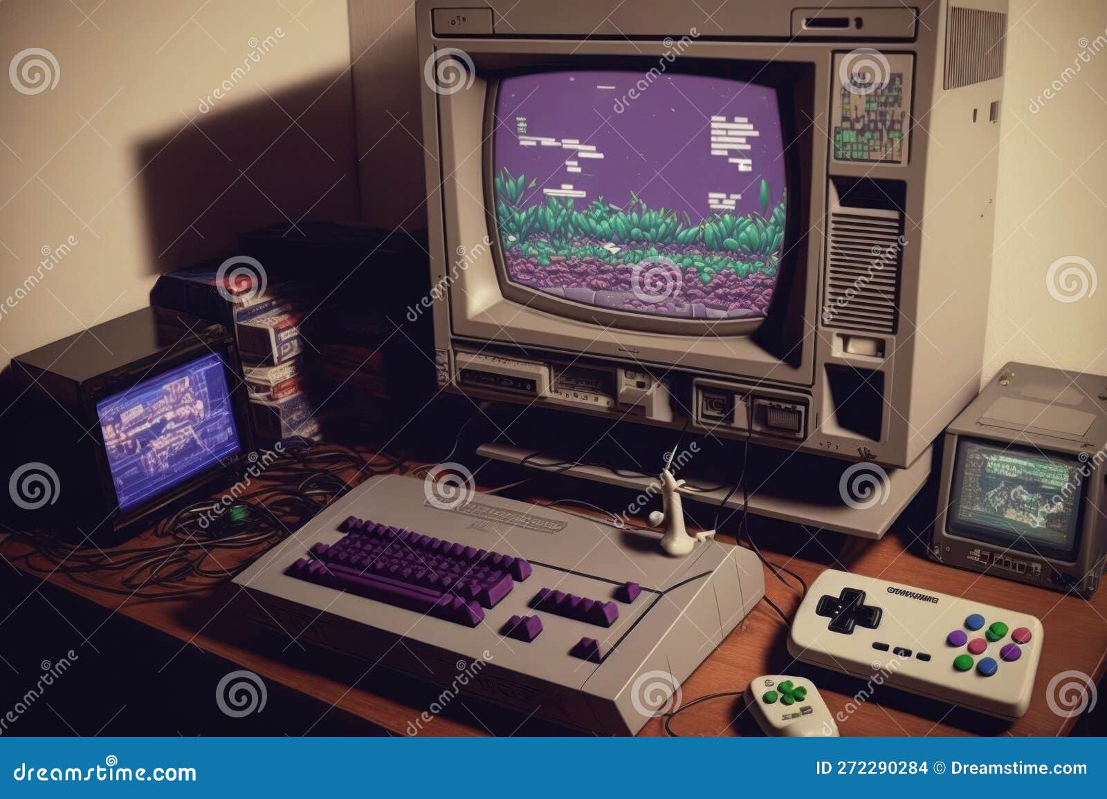 Retro Gaming Room 90s Interior. Generative AI. Royalty-Free Stock Image ...