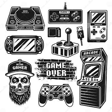 Retro Gaming Set of Vector Objects or Elements Stock Vector ...