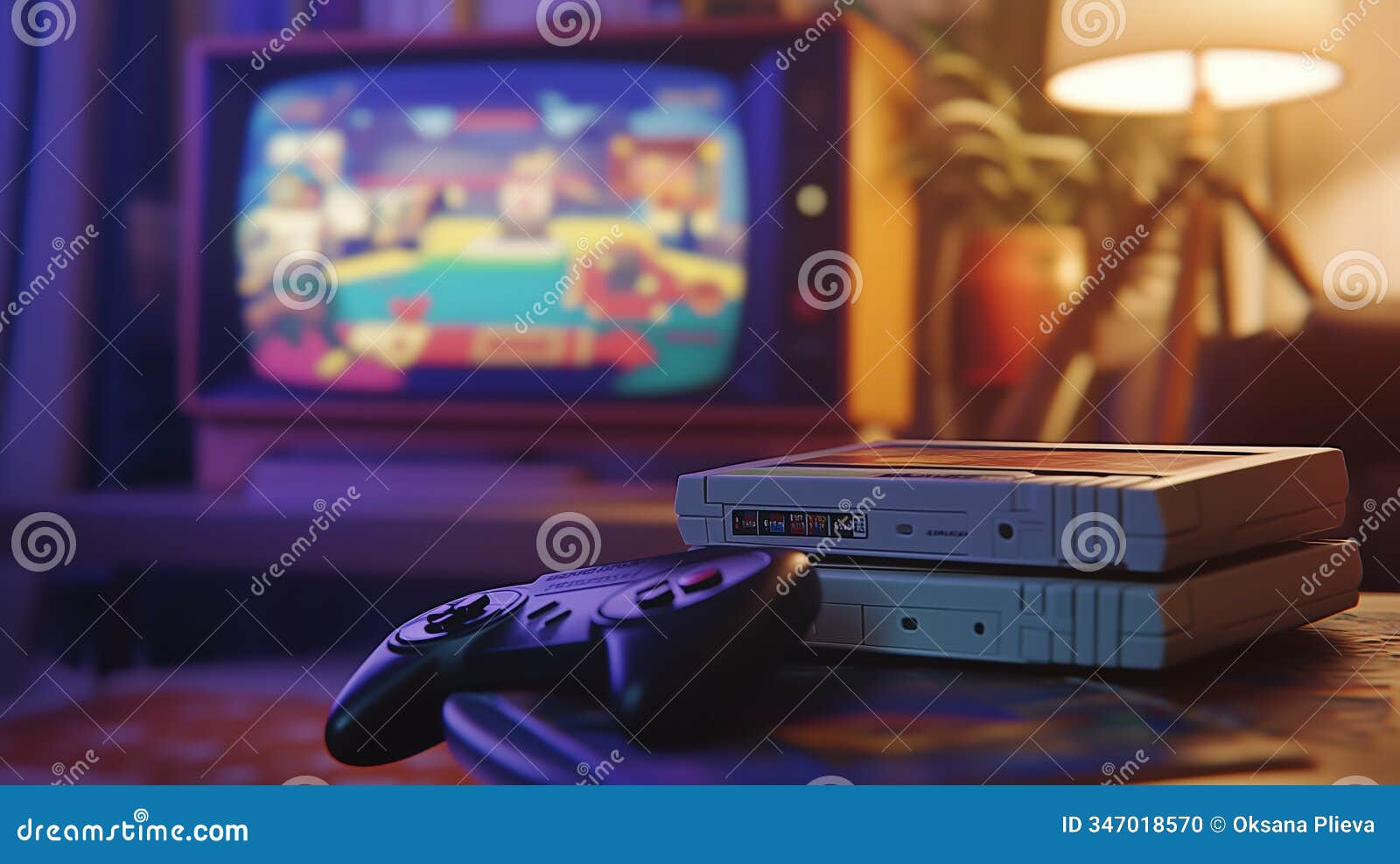 Retro Gaming Setup with Console and CRT TV Stock Photo - Image of ...