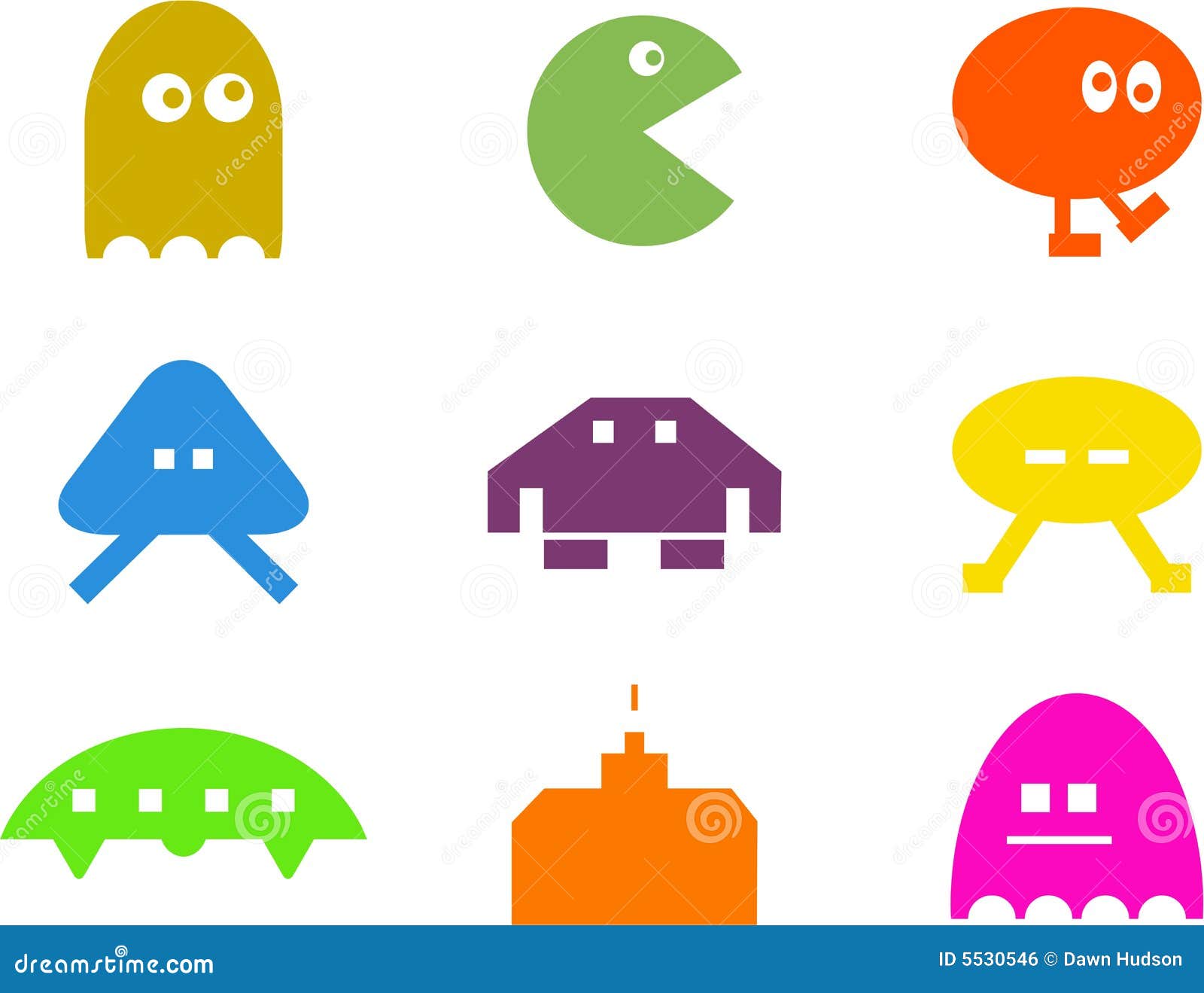 Retro gaming shapes stock illustration. Illustration of spacemen - 5530546