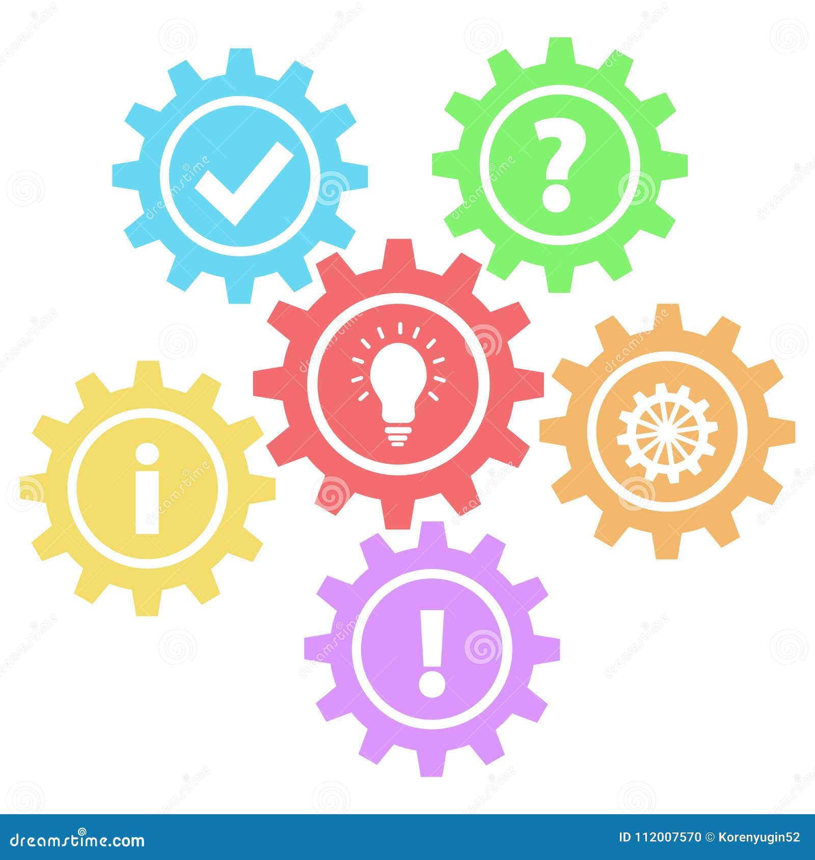 6 Retro Gears Question, Work, Idea, Info, Ok & Answer on White, Stock ...