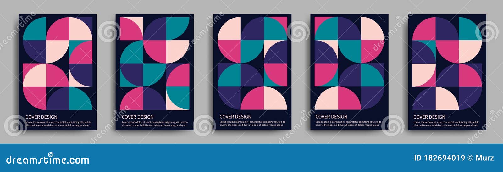 Retro Geometric Covers Design Vector Set Stock Vector - Illustration of ...